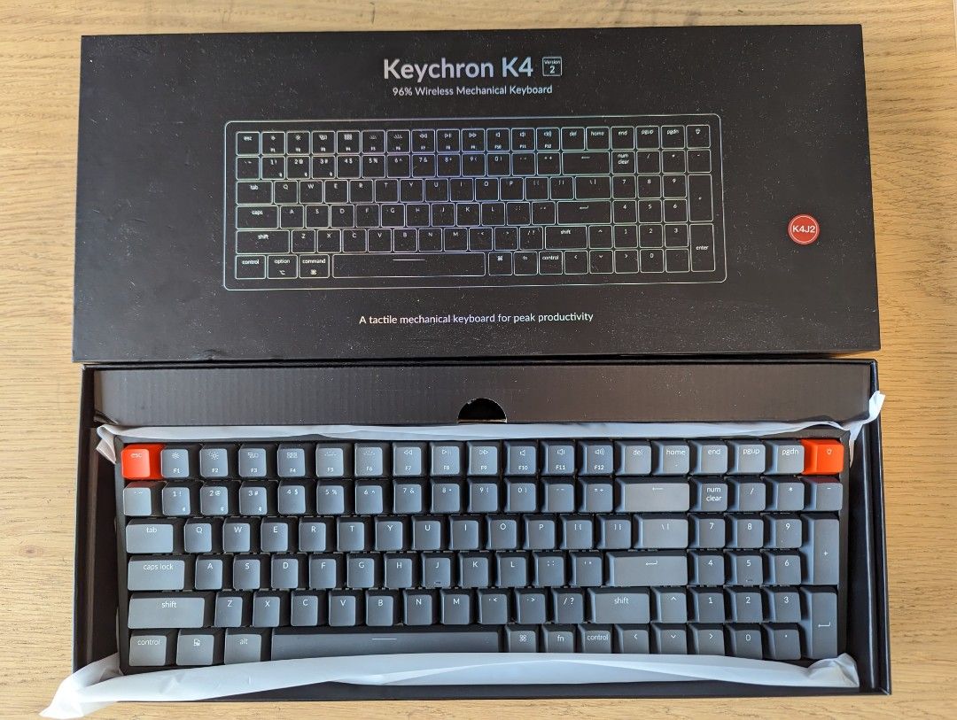 Keychron k4 v2 wireless/wired mechanical keyboard, blue switches ...