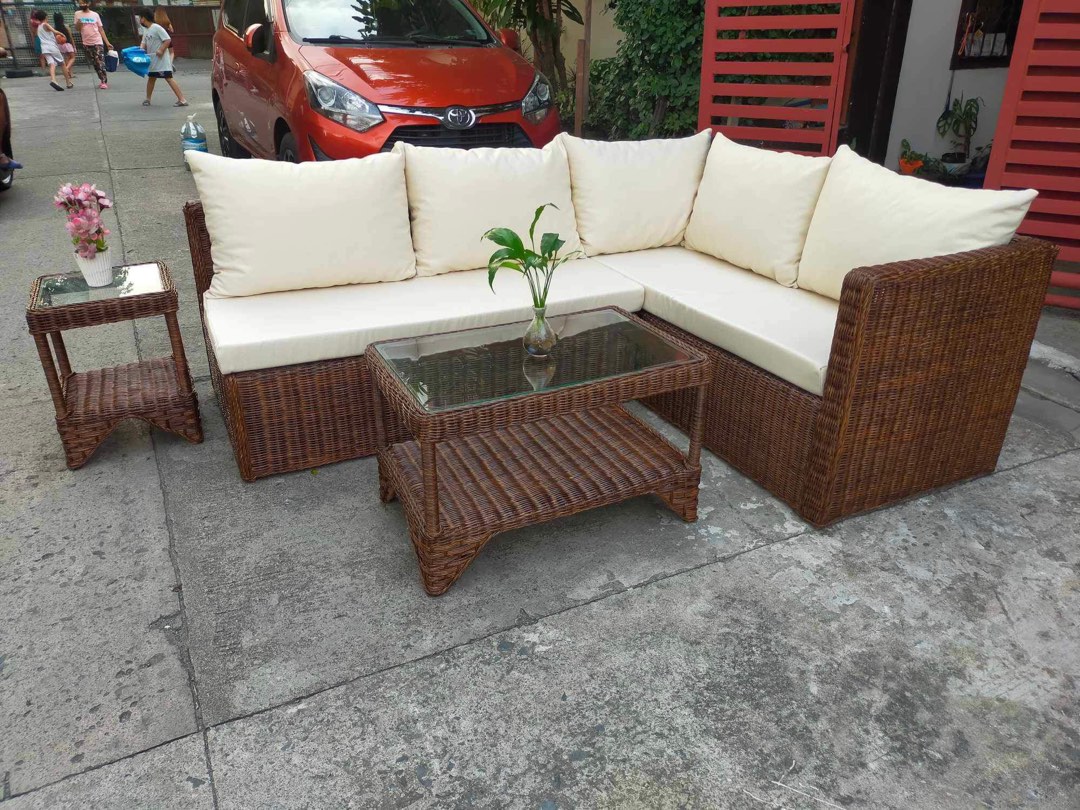L SHAPE WICKER SALA SET ON HAND, Furniture & Home Living, Furniture ...