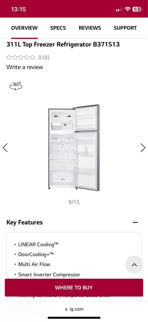 LG 311L Top Freezer Smart Inverter Compressor Refrigerator, 家庭電器, 廚房電器 ...