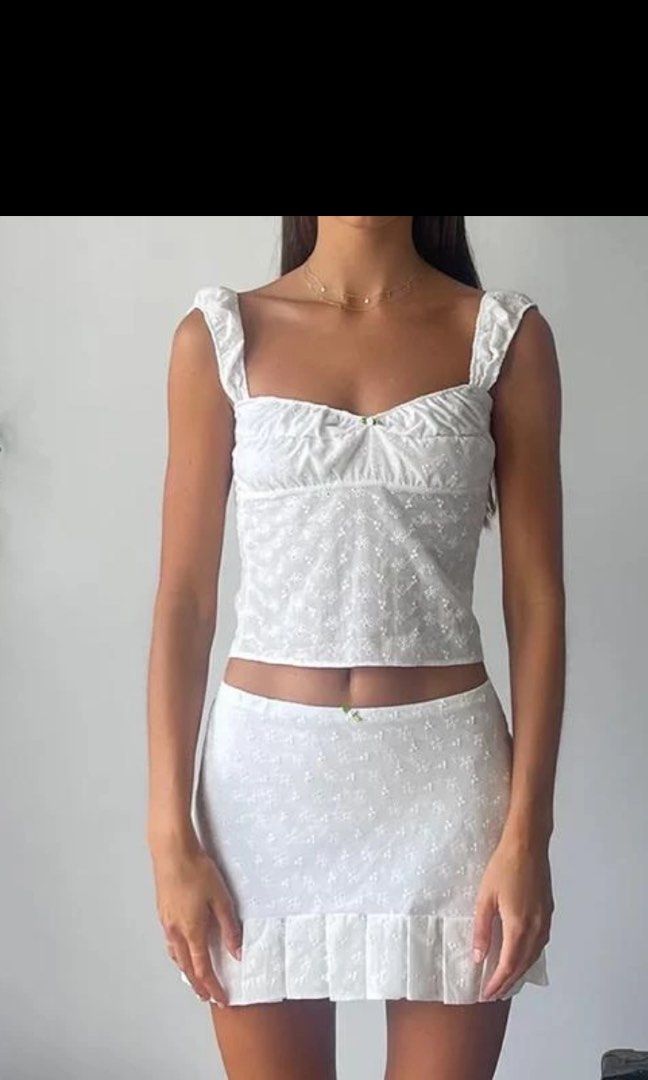 linen white cottagecore tube top, Women's Fashion, Tops, Blouses on ...