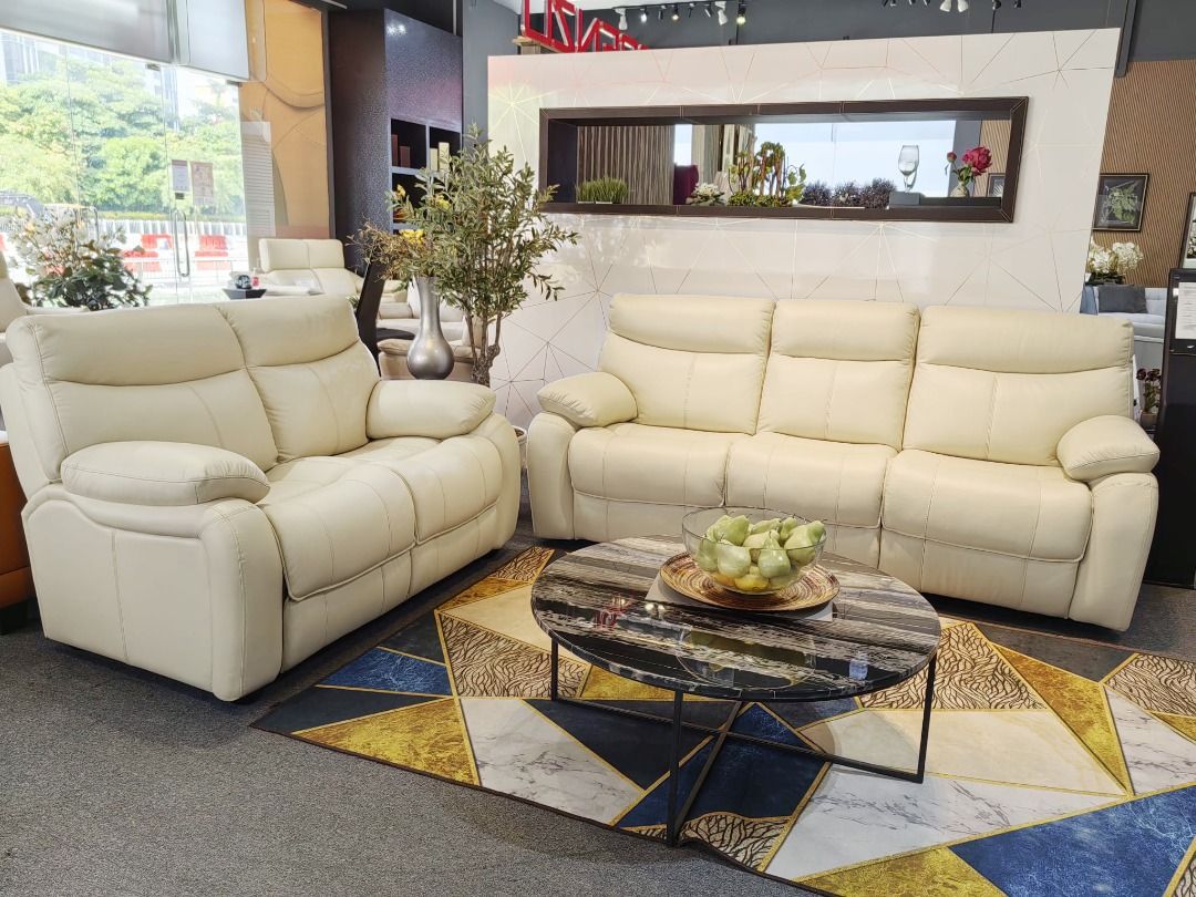 LORENZO CLEARANCE SOFA - 3+2 Full Leather Sofa Set (with Recliner ...