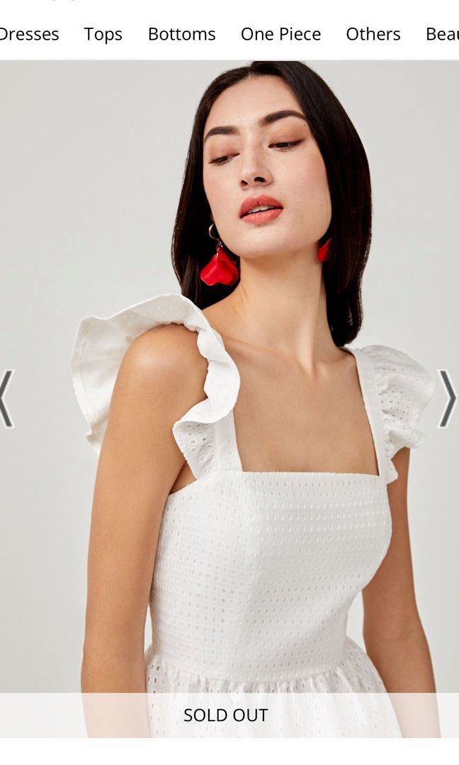 Love Bonito White Alibeth Ruffle Sleeve Midi Dress, Women's Fashion ...