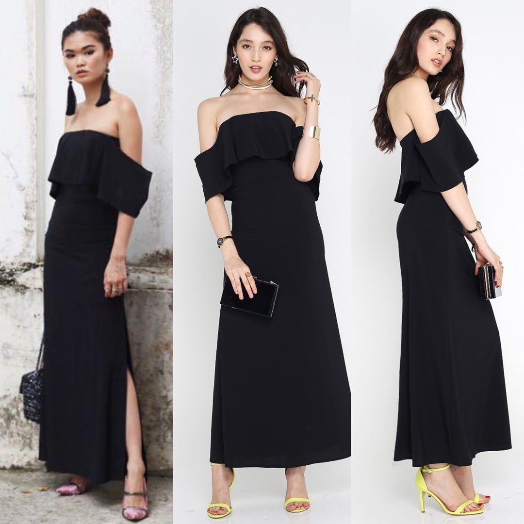 (M) Supergurl SPG LA BELLA VITA MAXI DRESS (BLACK), Women's Fashion ...