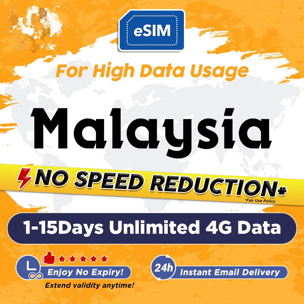 Malaysia eSIM Card 1-15 Days Daily 500MB/1GB/2GB Unlimited 4G Data | High Speed Data Malaysia ...