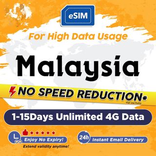 Malaysia SIM Card 1-10 Days Daily 500MB/1GB/2GB 4G Unlimited Data ...