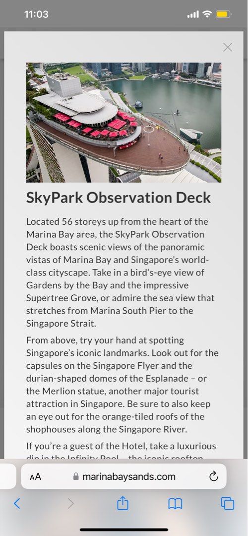 MBS SkyPark Observation Deck, Tickets & Vouchers, Event Tickets on ...