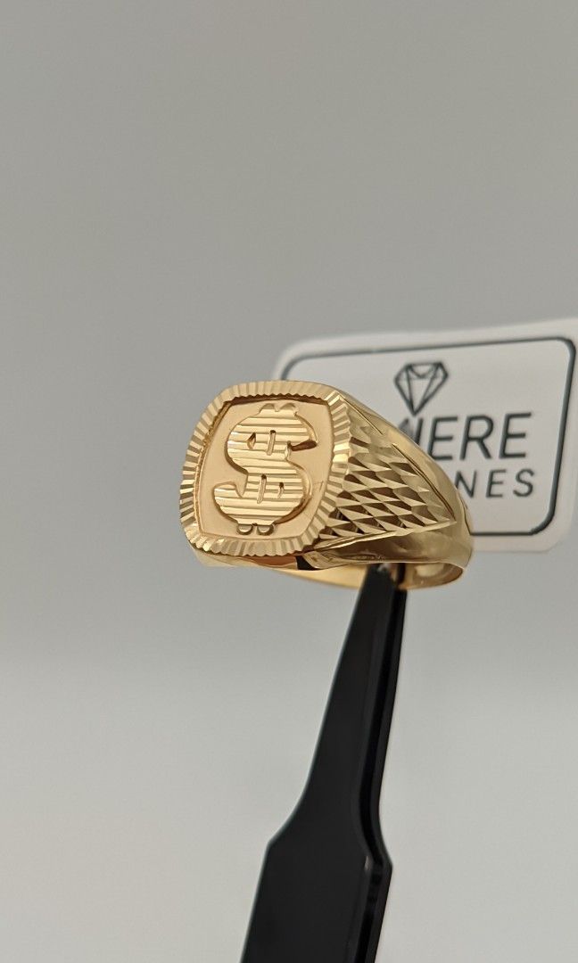 Men's Power Ring with Dollar Design | S: 11.0 | 14.2MM | 18K | SDG ...
