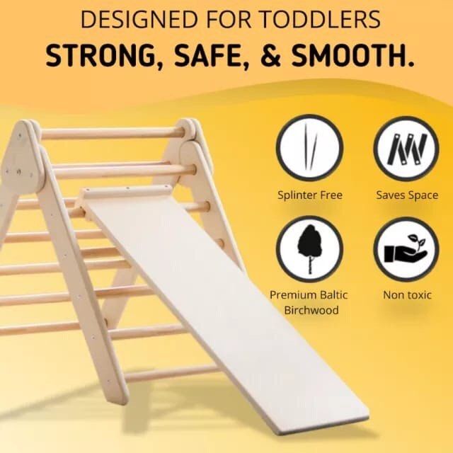 Montessori Foldable 2-in-1 Climbing Pikler Triangle and Reversible Ramp ...