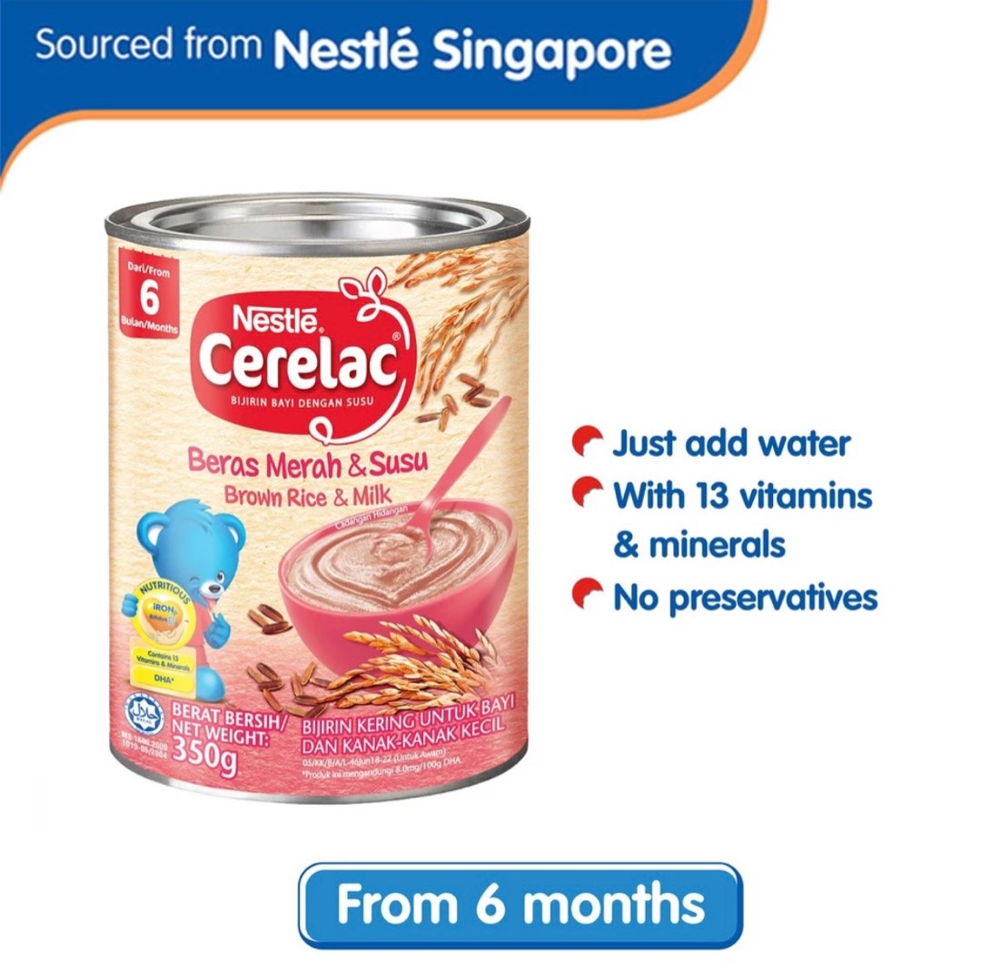 Nestle Cerelac Infant Cereal - Brown Rice & Milk (6 Months), Food ...
