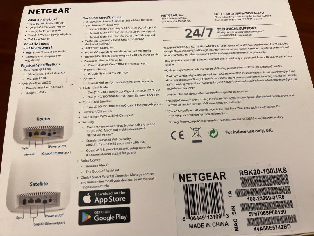 Netgear Orbi AC2200 Wifi extender - router (RBR20) and satellite (RBS20 ...