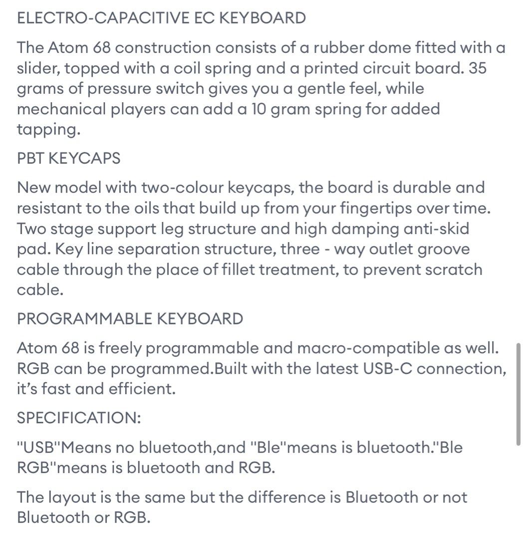 NiZ ATOM 68 Electro-Capacitive Keyboard (White), Computers & Tech ...