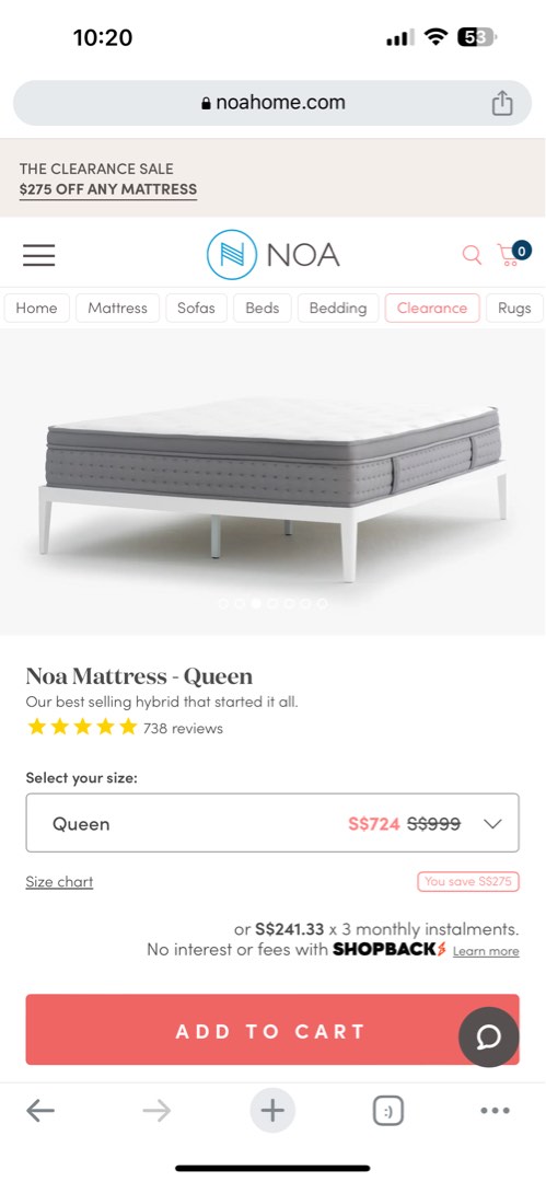 Noa Queen Size Mattress, Furniture & Home Living, Furniture, Bed Frames ...