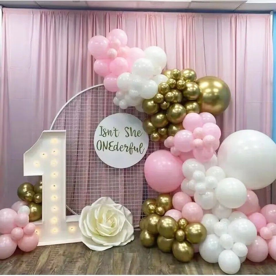 One year old birthday party decoration surprise setup balloon helium ...
