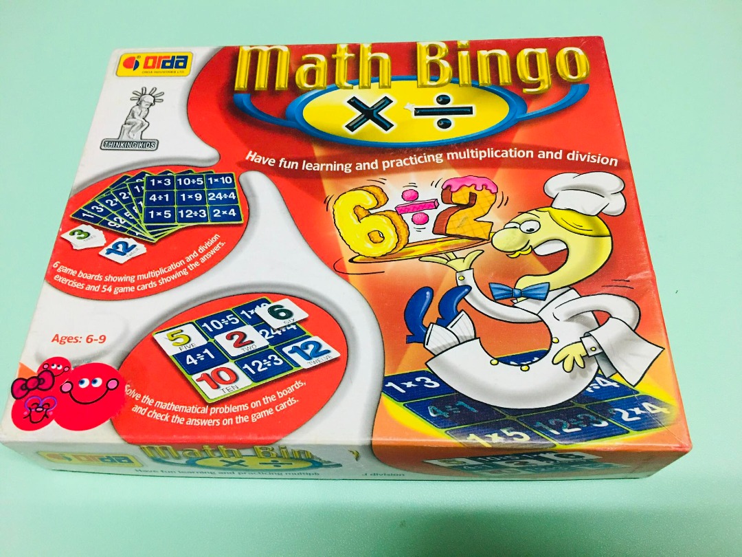 Orda Math Bingo with 6 Game Boards and 54 Game Cards, Hobbies & Toys ...
