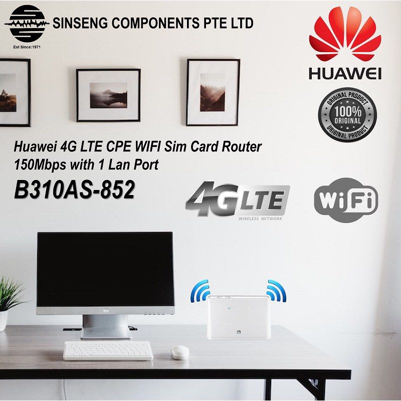 Original Huawei B310As-852 4G LTE CPE WIFI Sim Card Router 150Mbps with ...