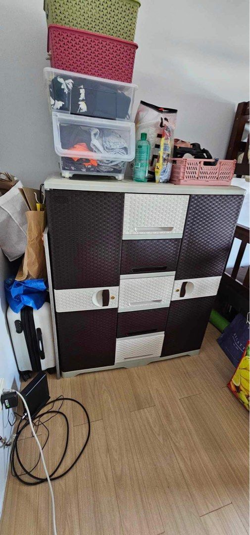 Orocan Zooey Super Rattan Dual Cabinet Wardrobe Clothes Organizer ...