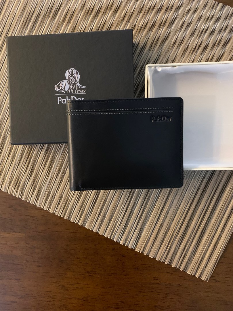 PabDer Italy Leather Black Wallet, Luxury, Bags & Wallets on Carousell