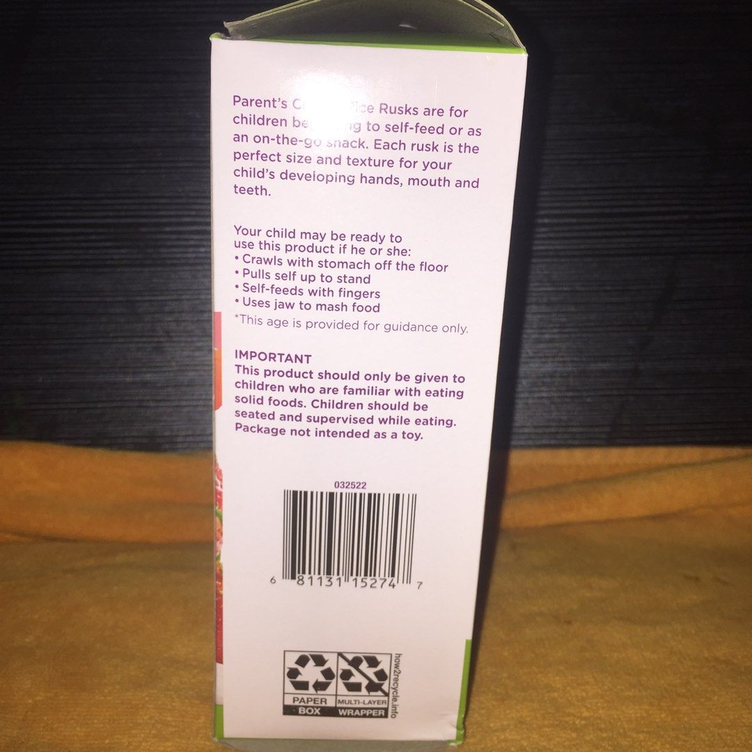 PARENT’S CHOICE | Organic Strawberry Rice Rusks Baby Snacks (3 Boxes ...