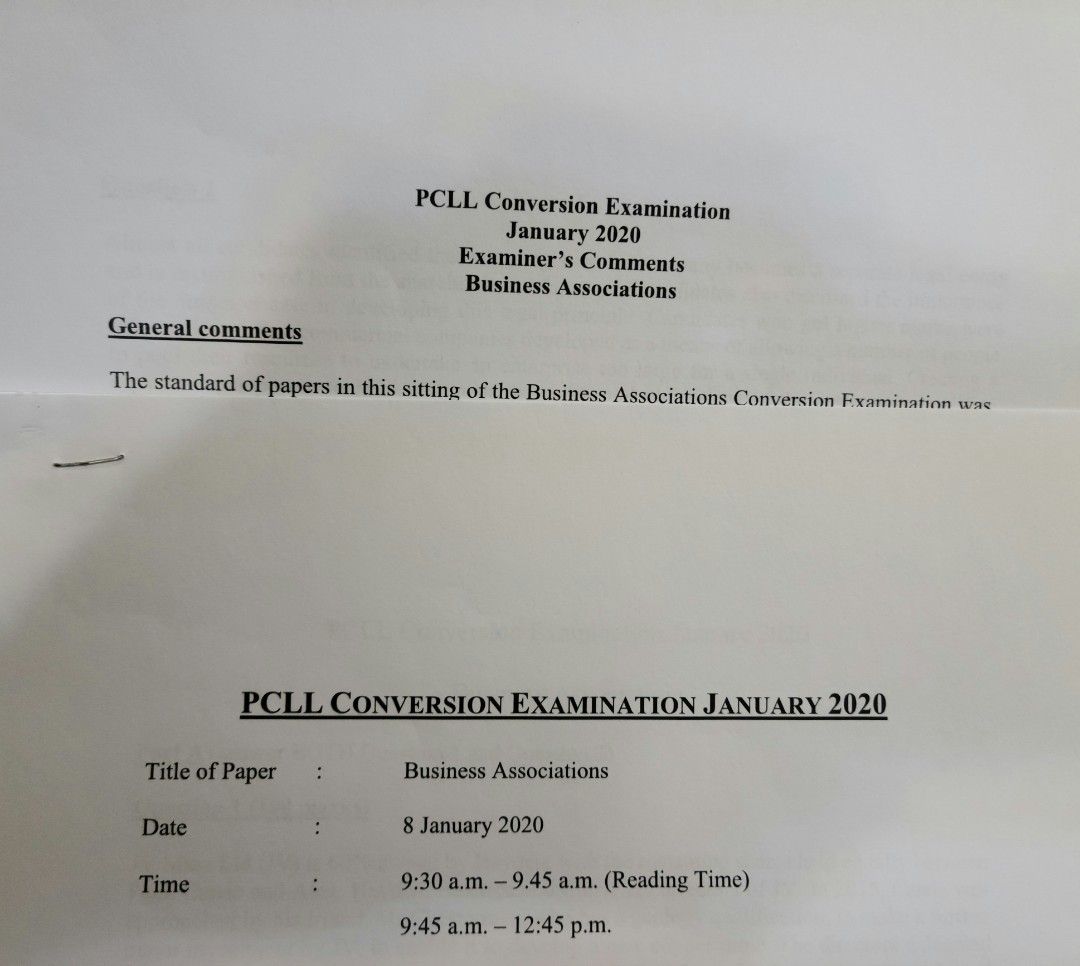 Pcll Conversion Exam Business Association past papers (5 total ), 興趣及遊戲 ...