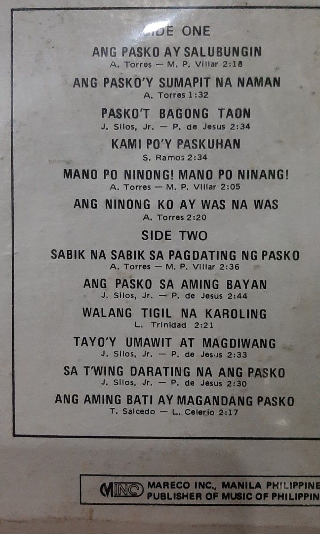 Plaka/ vinyl record.MABUHAY SINGERS xmas songs, Hobbies & Toys, Music ...