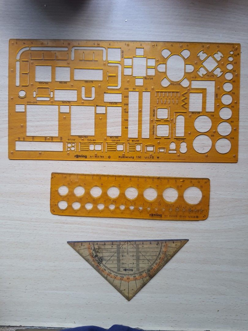 [PRELOVED] Rotring Furniture Template / Triangle Ruler / Circle ...