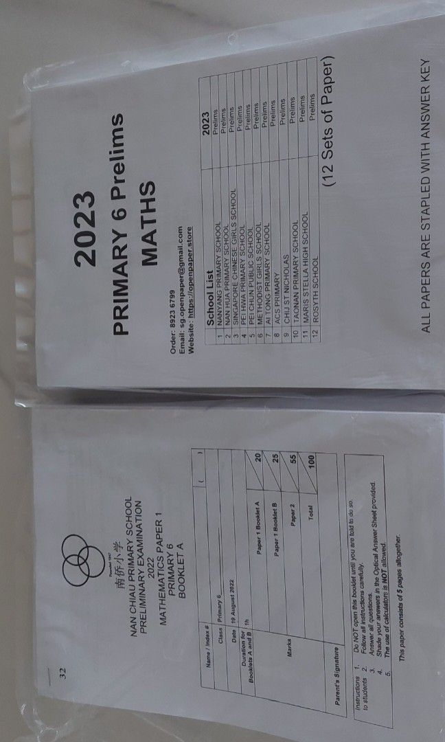 PSLE 2022 prelim Math paper, Hobbies & Toys, Books & Magazines ...