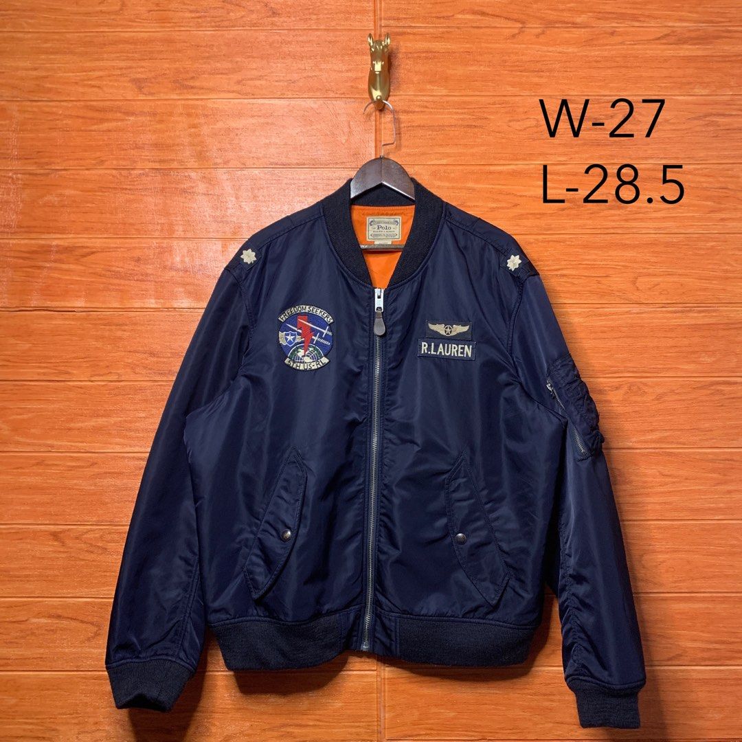 Ralph Lauren RL Denim MA-1 Patch Twill Bomber Jacket, Men's Fashion ...