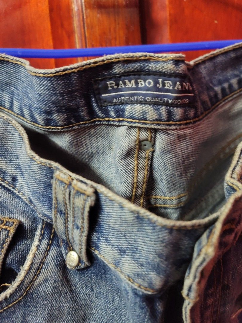 Rambo jeans ripped patchwork, Men's Fashion, Bottoms, Jeans on Carousell