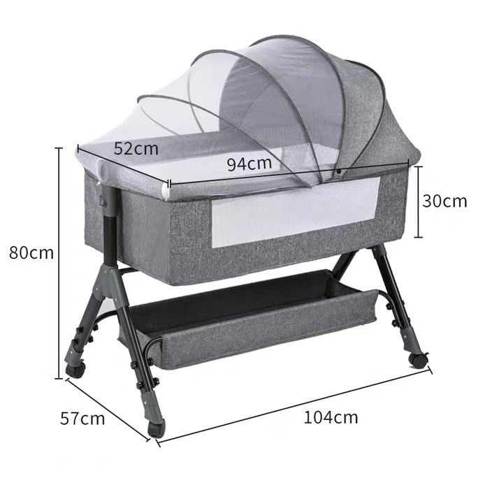 Ready Stock Portable Baby Cot with Storage Basket Lockable Wheels ...