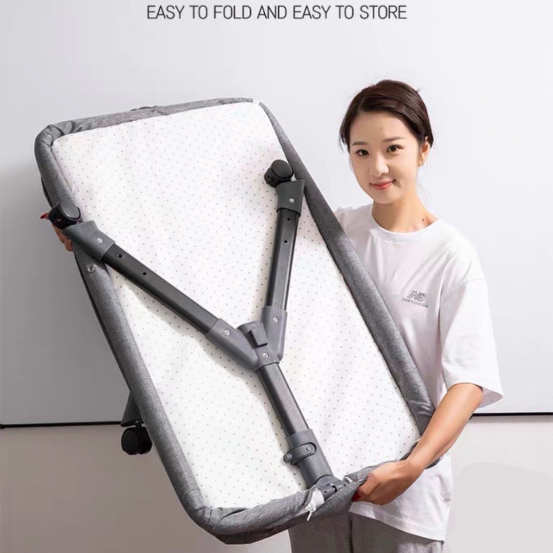 Ready Stock Portable Baby Cot with Storage Basket Lockable Wheels ...
