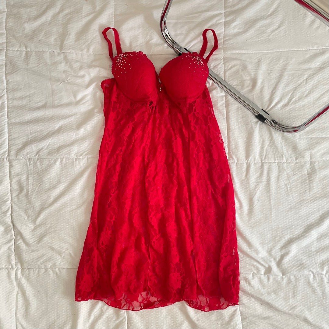 Red Sheer Lingerie, Women's Fashion, Dresses & Sets, Dresses on Carousell