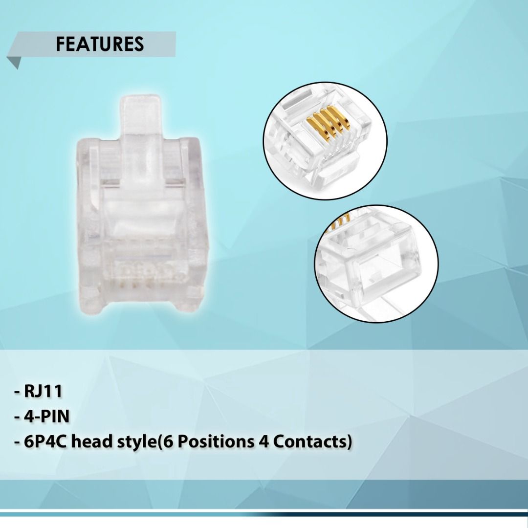 Rj11 4 Pin 6p4c Modular Telephone Cable Extension Best For Landline