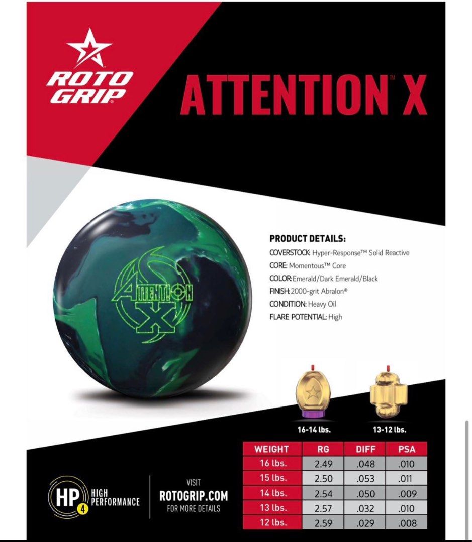 Roto Grip Attention X Bowling ball 14lbs, Sports Equipment, Sports ...