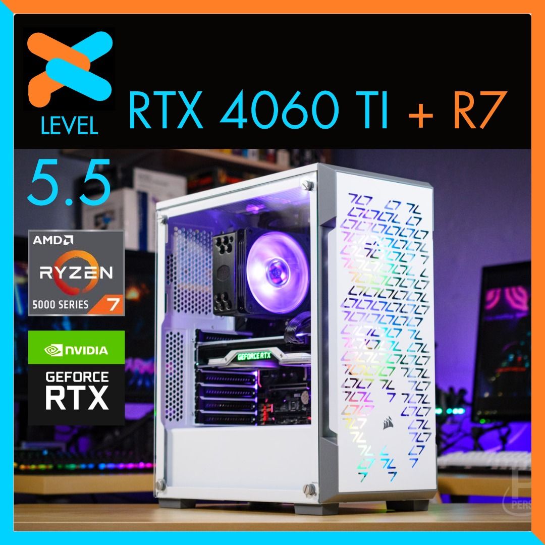 RTX 8 CORES GAMING PC RYZEN 5800X + RTX 4060TI Graphics Card GPU A520M ...