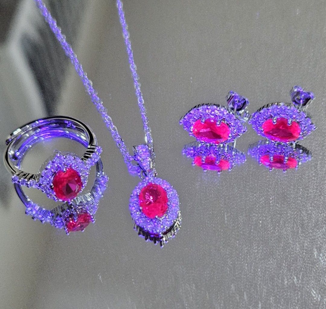 Ruby Stone Jewelry Set, Women's Fashion, Jewelry & Organizers ...