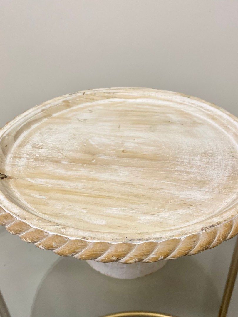 Rustic wooden round tray stand, Furniture & Home Living, Home Decor ...