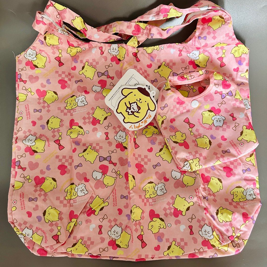 Sanrio Pompompurin with Macaroon Foldable Eco bag w/Mini Bag Case ...