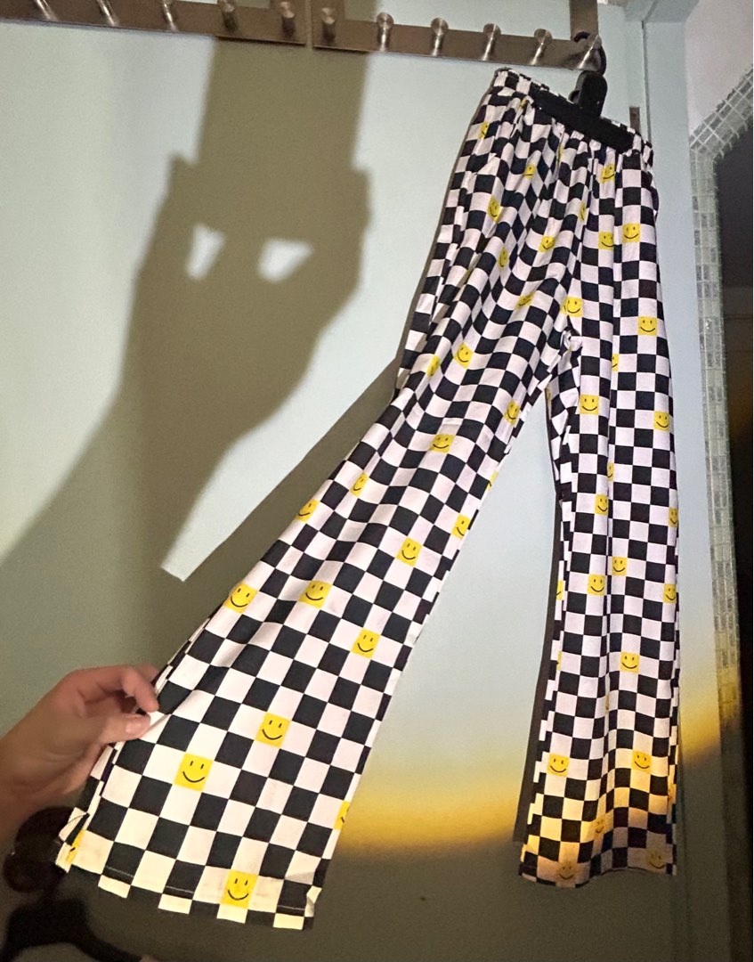 Smiley Face Checkered Pants, Men's Fashion, Bottoms, Trousers on Carousell