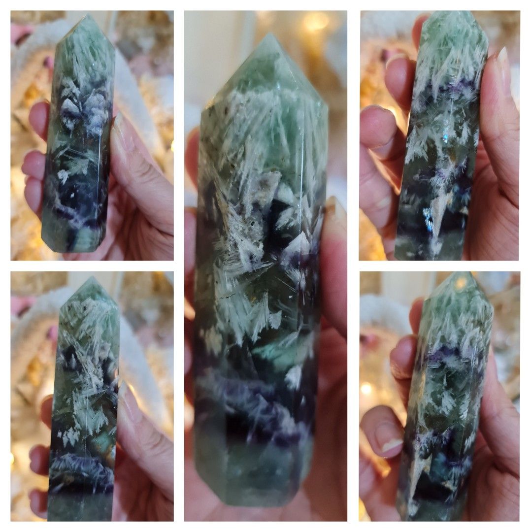 Snowflake Fluorite Tower, Women's Fashion, Jewelry & Organisers ...