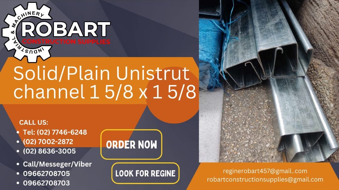 Solid/Plain Unistrut channel 1 5/8 x 1 5/8, Commercial & Industrial ...