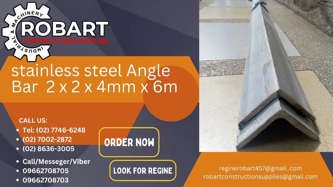 stainless steel Angle Bar 2 x 2 x 4mm x 6m, Commercial & Industrial ...