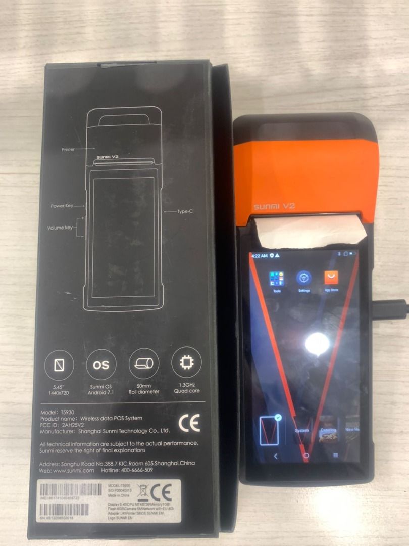 Sunmi V2 T5930 Receipt Printer Thermal Handheld Wireless Data POS System Terminal, Computers ...