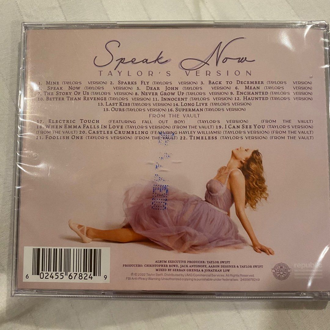 Taylor Swift Speak Now CD (Taylors Version), Hobbies & Toys, Music ...