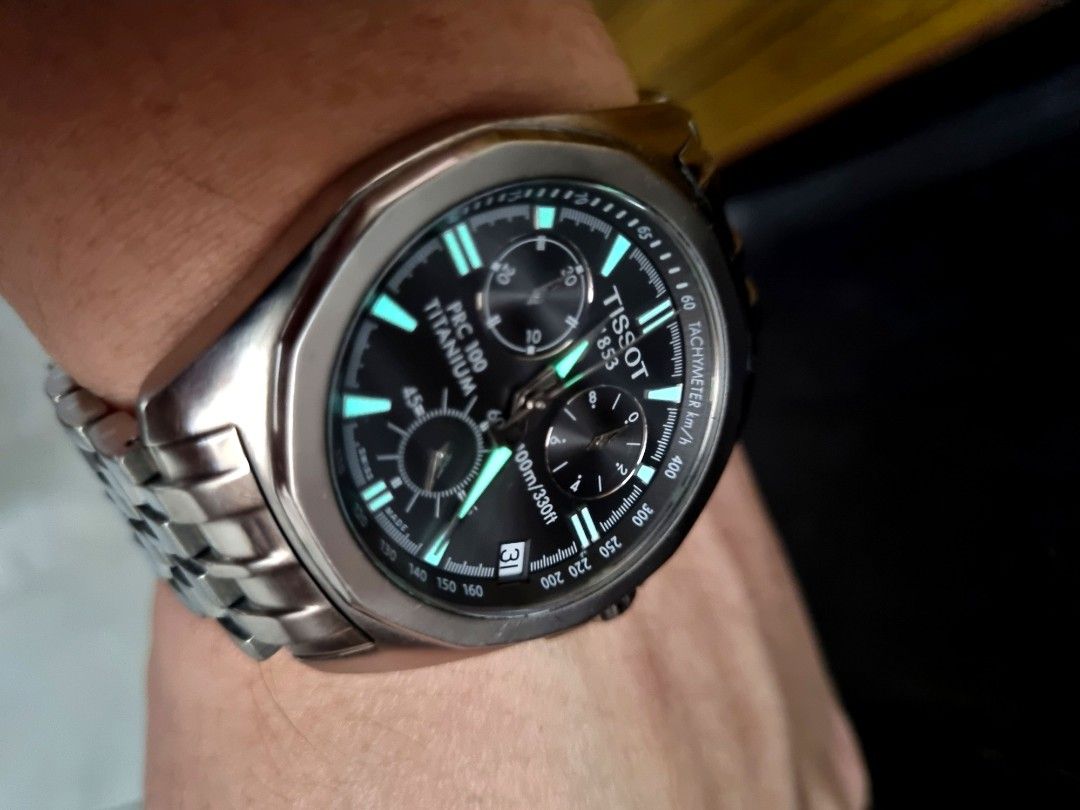 Tissot PRC 100 titanium ori Sapphire Swiss v8 Chronograph Heuer Omega ...