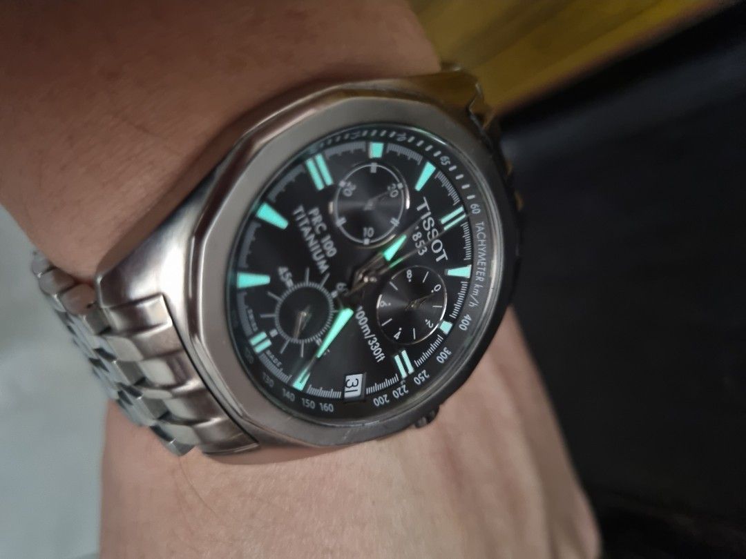 Tissot PRC 100 titanium ori Sapphire Swiss v8 Chronograph Heuer Omega ...