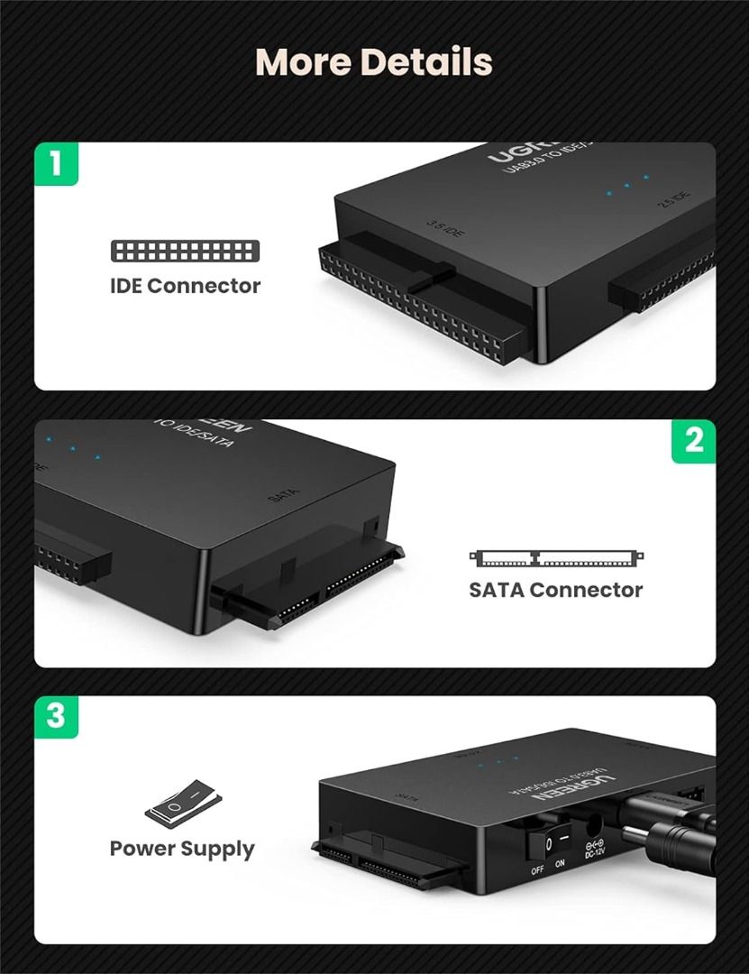 UGREEN USB IDE Adapter USB 3.0 to Sata IDE Hard Drive Converter Combo ... UGREEN USB IDE Adapter USB 3.0 to Sata IDE Hard Drive Converter Combo ...