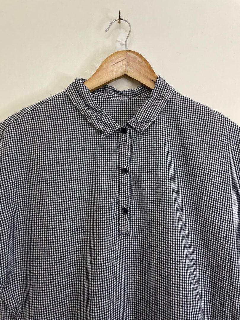 Uniqlo gingham linen boxy top, Women's Fashion, Tops, Shirts on Carousell