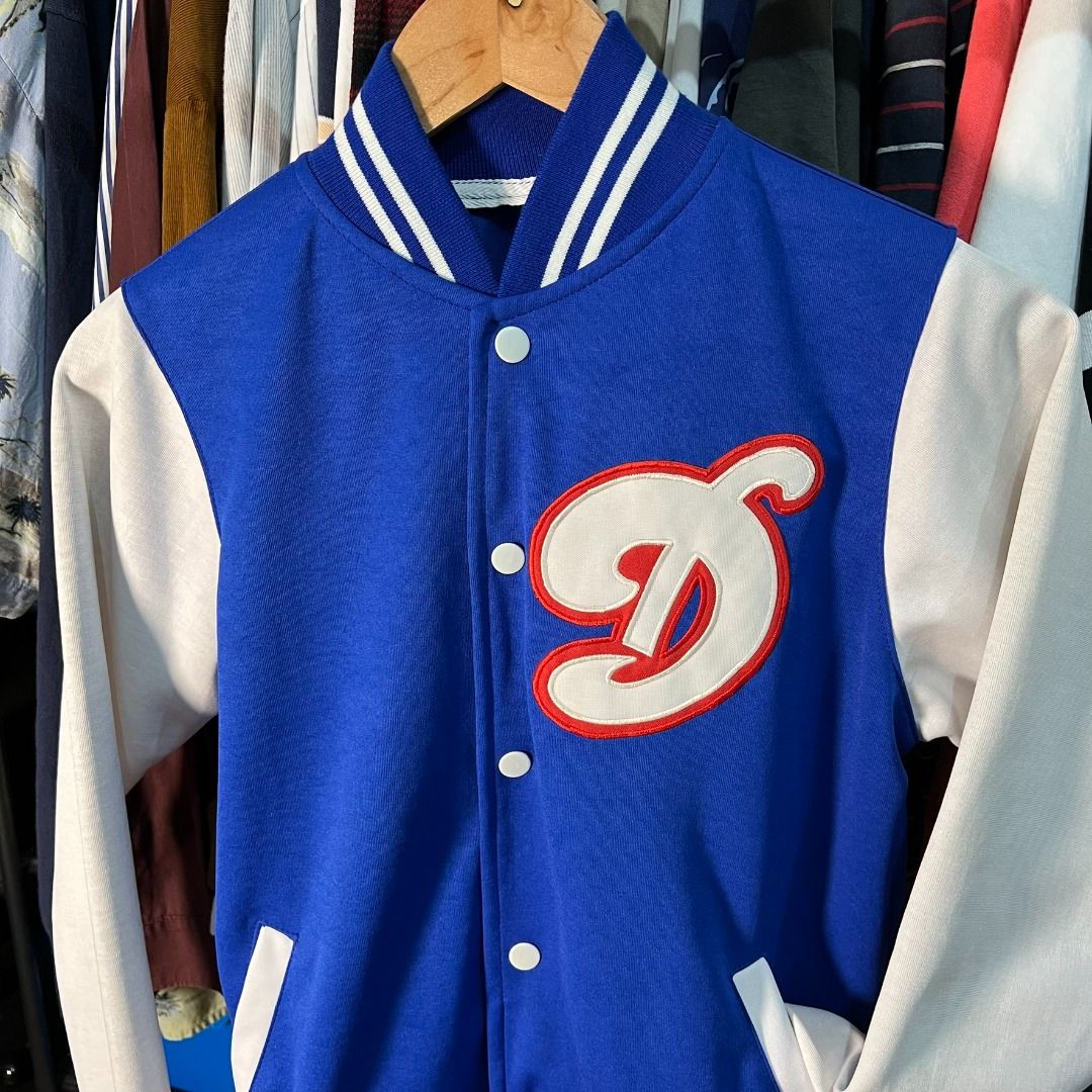 Varsity Jacket White Royal Blue Colorway, Men's Fashion, Coats, Jackets ...
