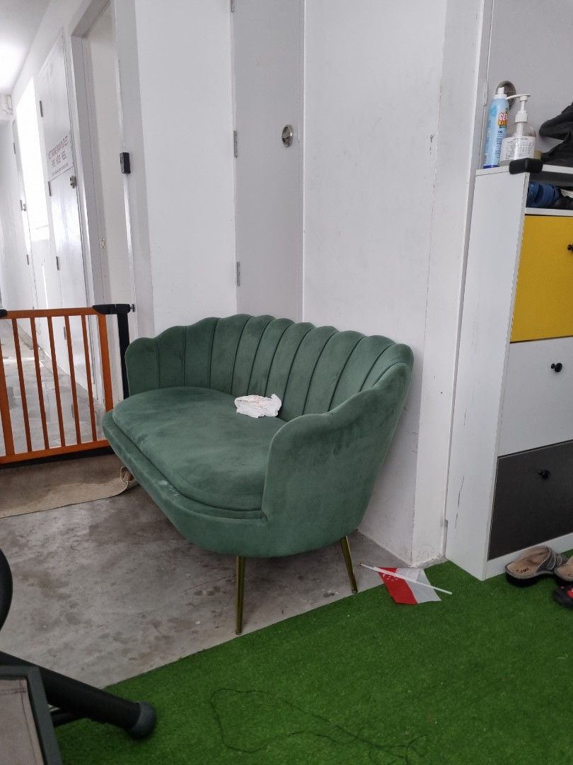 Velvet shell sofa, Furniture & Home Living, Furniture, Sofas on Carousell
