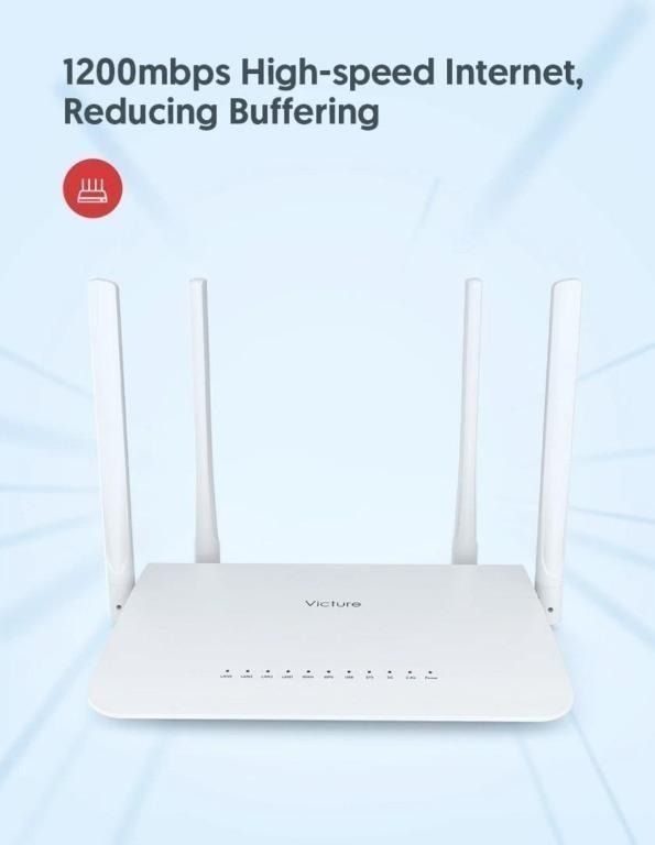 Victure WiFi Router AC1200 Wireless Router, Dual Band WiFi Router with ...